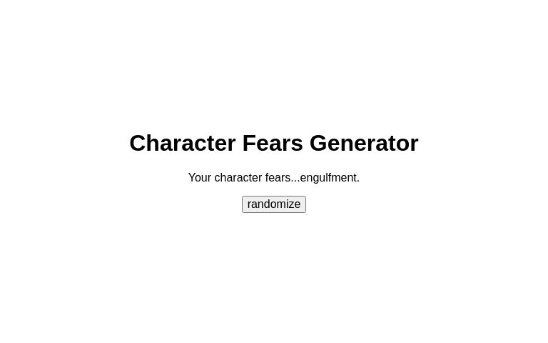 Character Fears Generator