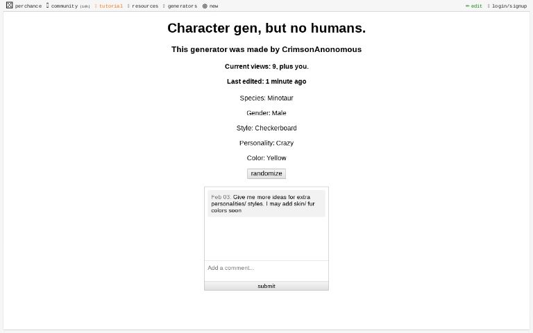 Character gen, but no humans.