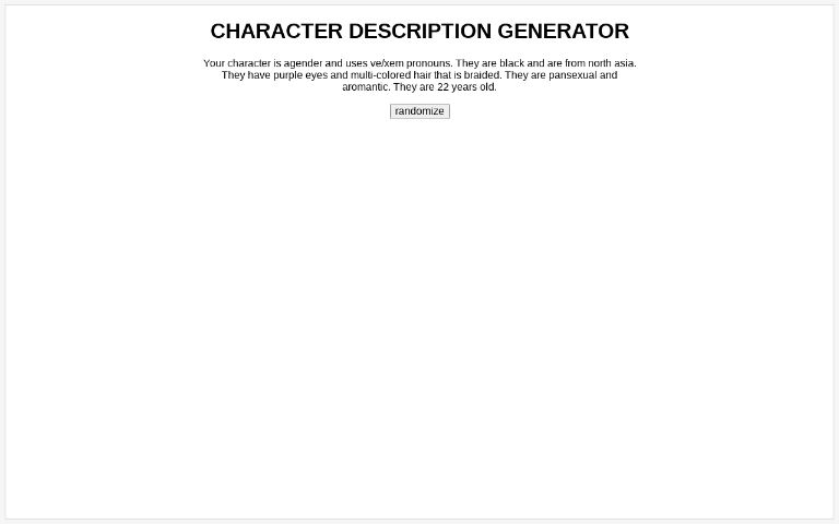 CHARACTER DESCRIPTION GENERATOR