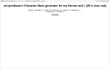 artsyshibaaa's Character Stats generator for my friends and I- (20 is max stat)