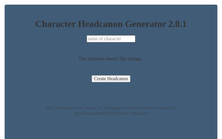 Character Headcanon Generator 2.0.1