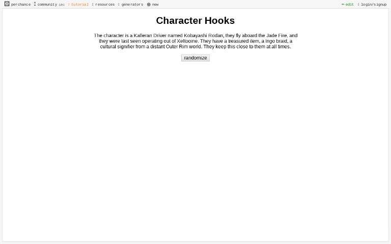 Character Hooks ― Perchance Generator