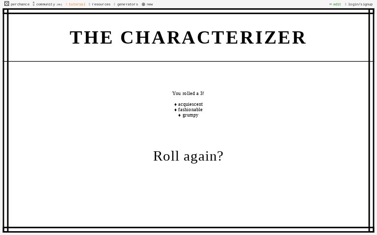 The Characterizer ― Perchance Generator