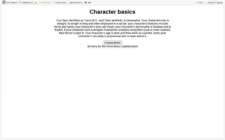 Character basics ― Perchance Generator