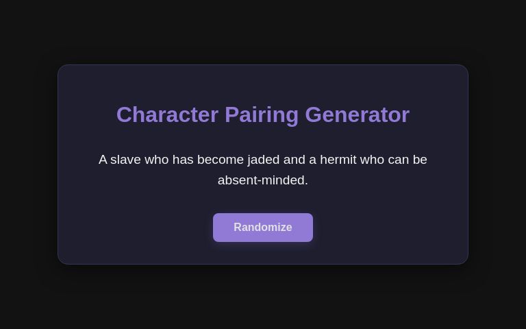 Character Pairing Generator