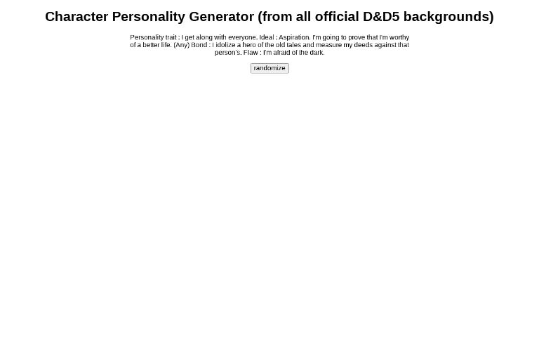 Character Personality Generator (from all official D&D5 backgrounds)