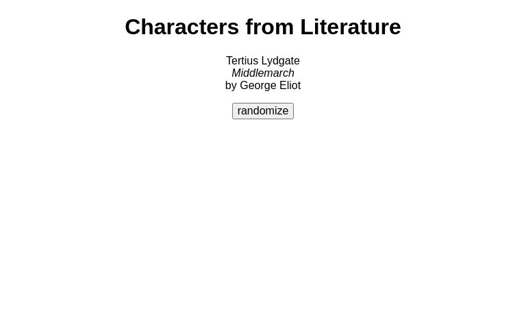 Characters from Literature ― Perchance Generator