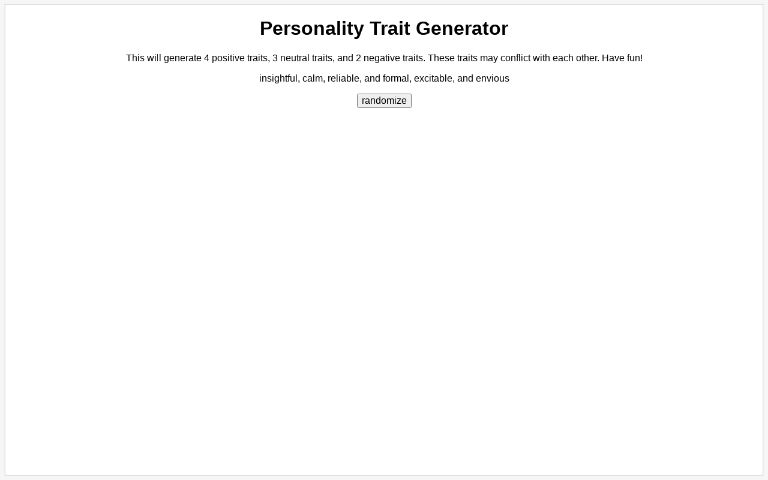 Personality Trait Generator