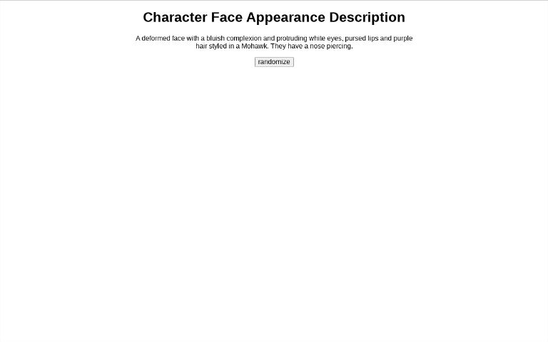 Character Face Appearance Description ― Perchance Generator