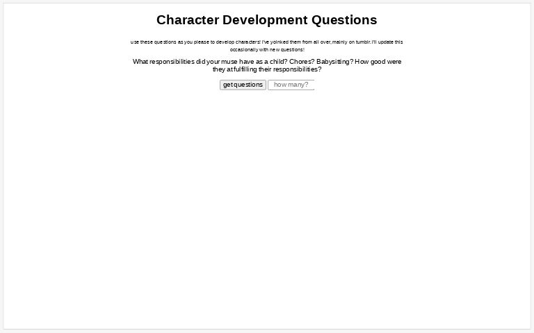 Character Development Questions ― Perchance Generator