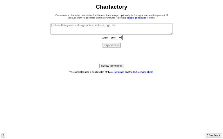 Charfactory (free, no sign-up, unlimited) ― Perchance Generator