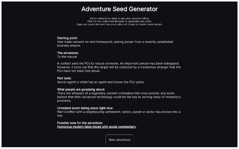 Adventure Seed Generator