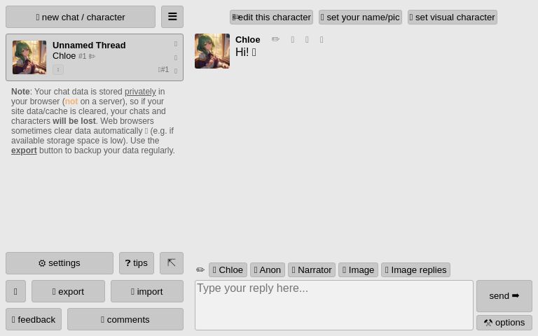AI Character Chat with TTS enabled