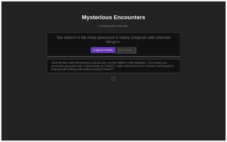 Mysterious Encounters ― Perchance Generator
