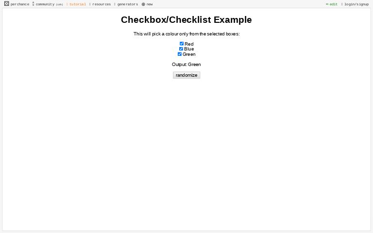 Checkbox/Checklist Example ― Perchance Generator