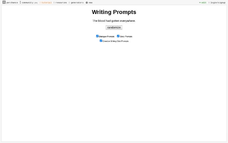 Writing Prompts ― Perchance Generator