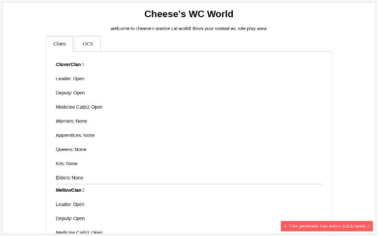Cheese's WC World ― Perchance Generator
