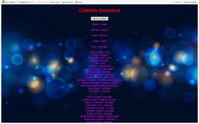 Chelido Genetics ― Perchance Generator