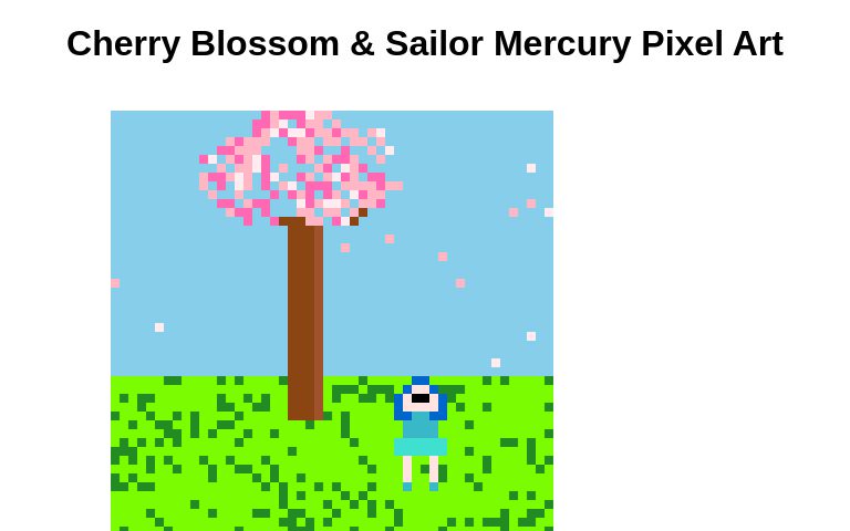 Cherry Blossom & Sailor Mercury Pixel Art ― Perchance Generator