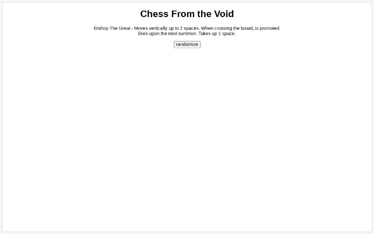 Chess From the Void ― Perchance Generator