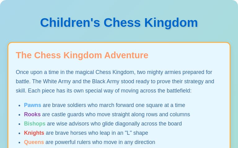 Children's Chess Kingdom ― Perchance Generator