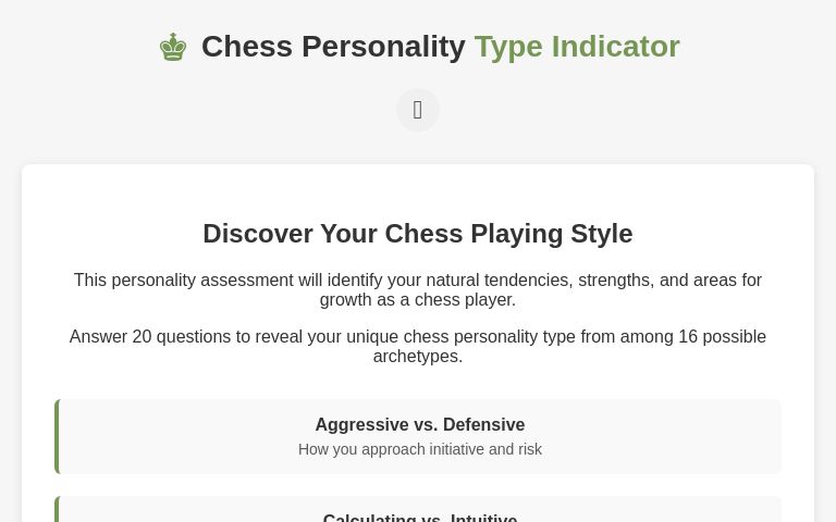 Chess Personality Type Indicator ― Perchance Generator