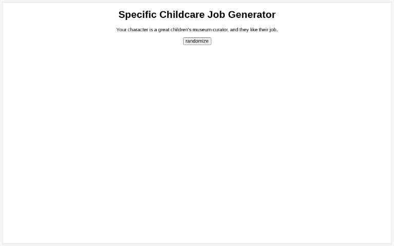 Specific Childcare Job Generator