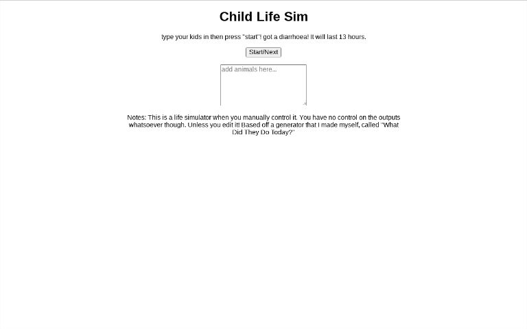 Child Life Sim ― Perchance Generator