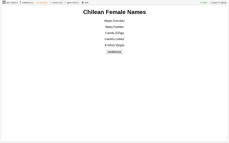 Chilean Female Names ― Perchance Generator