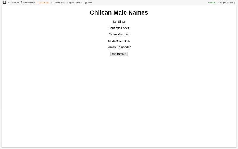 Chilean Male Names ― Perchance Generator