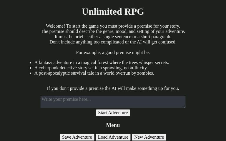 AI RPG ― Perchance Generator