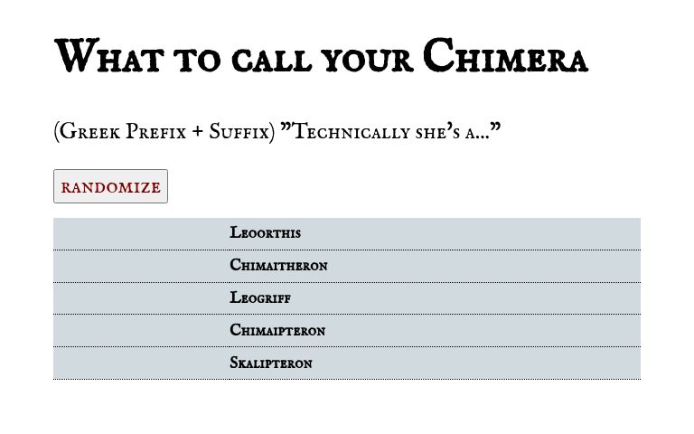 What to call your Chimera ― Perchance Generator