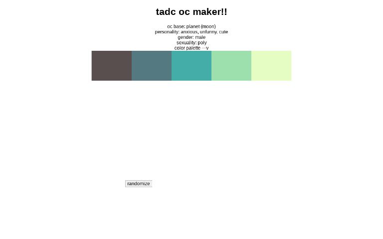 tadc oc maker!! ― Perchance Generator