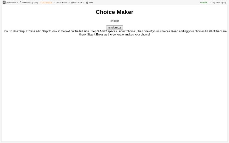 Choice Maker ― Perchance Generator