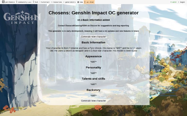 Chosens: Genshin Impact OC generator
