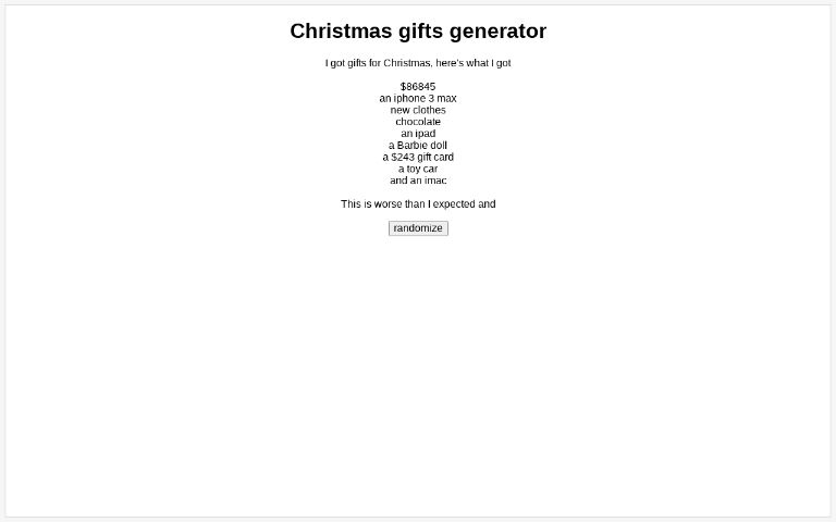 Christmas gifts generator