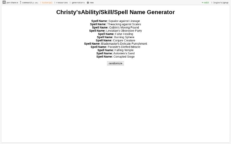 Christy'sAbility/Skill/Spell Name Generator