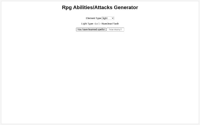 Rpg Abilities/Attacks Generator
