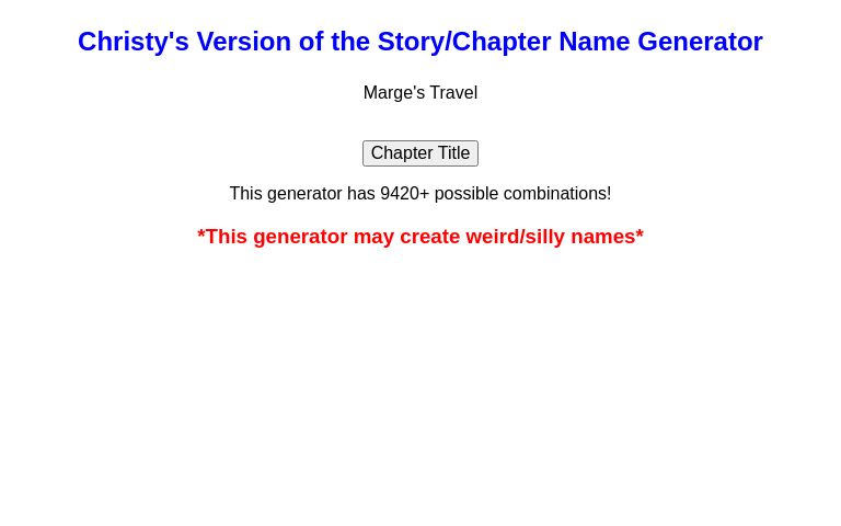 Christy's Version of the Story/Chapter Name Generator