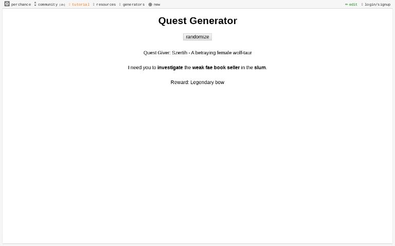 Quest Generator ― Perchance
