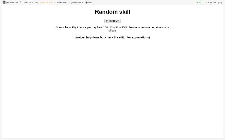 Random skill ― Perchance Generator