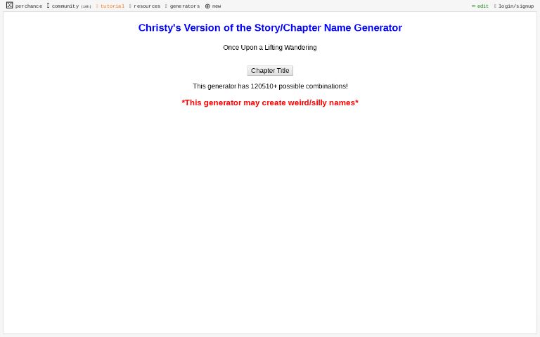 Christy's Version of the Story/Chapter Name Generator
