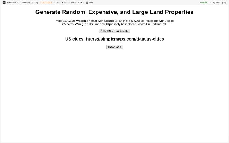 Generate Random, Expensive, and Large Land Properties