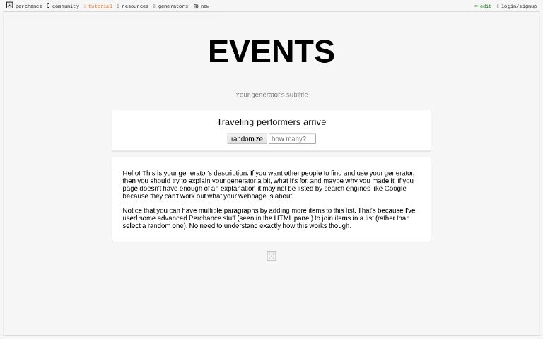 EVENTS ― Perchance Generator