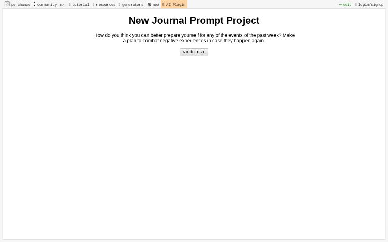 New Journal Prompt Project ― Perchance Generator