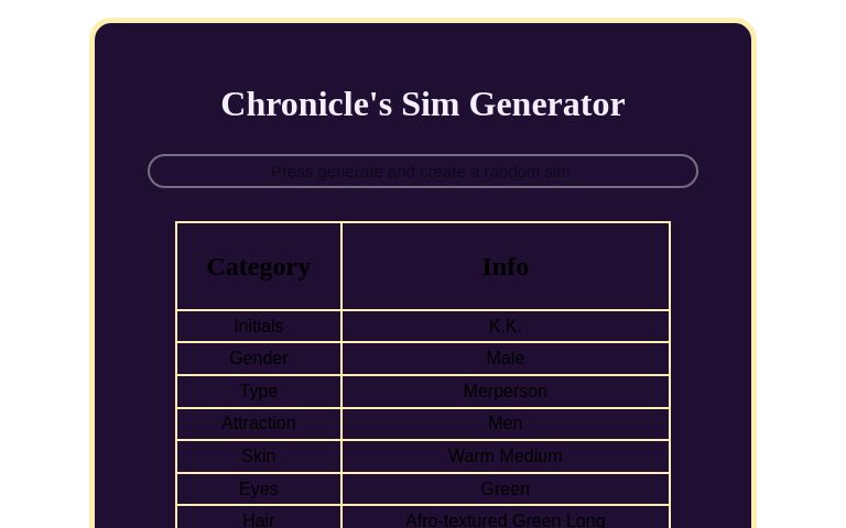 Chronicle's Sim Generator