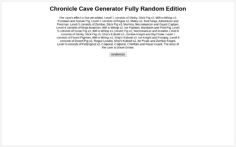 Chronicle Cave Generator Fully Random Edition