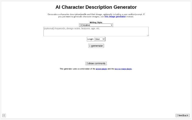 AI Character Description Generator (free, no sign-up, unlimited)