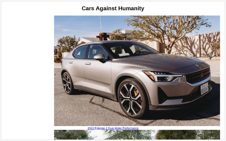 Cars Against Humanity ― Perchance Generator
