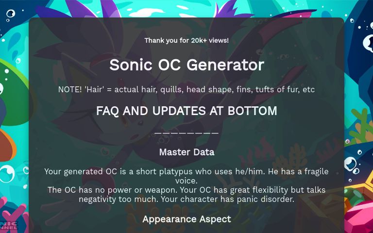 Sonic OC Generator